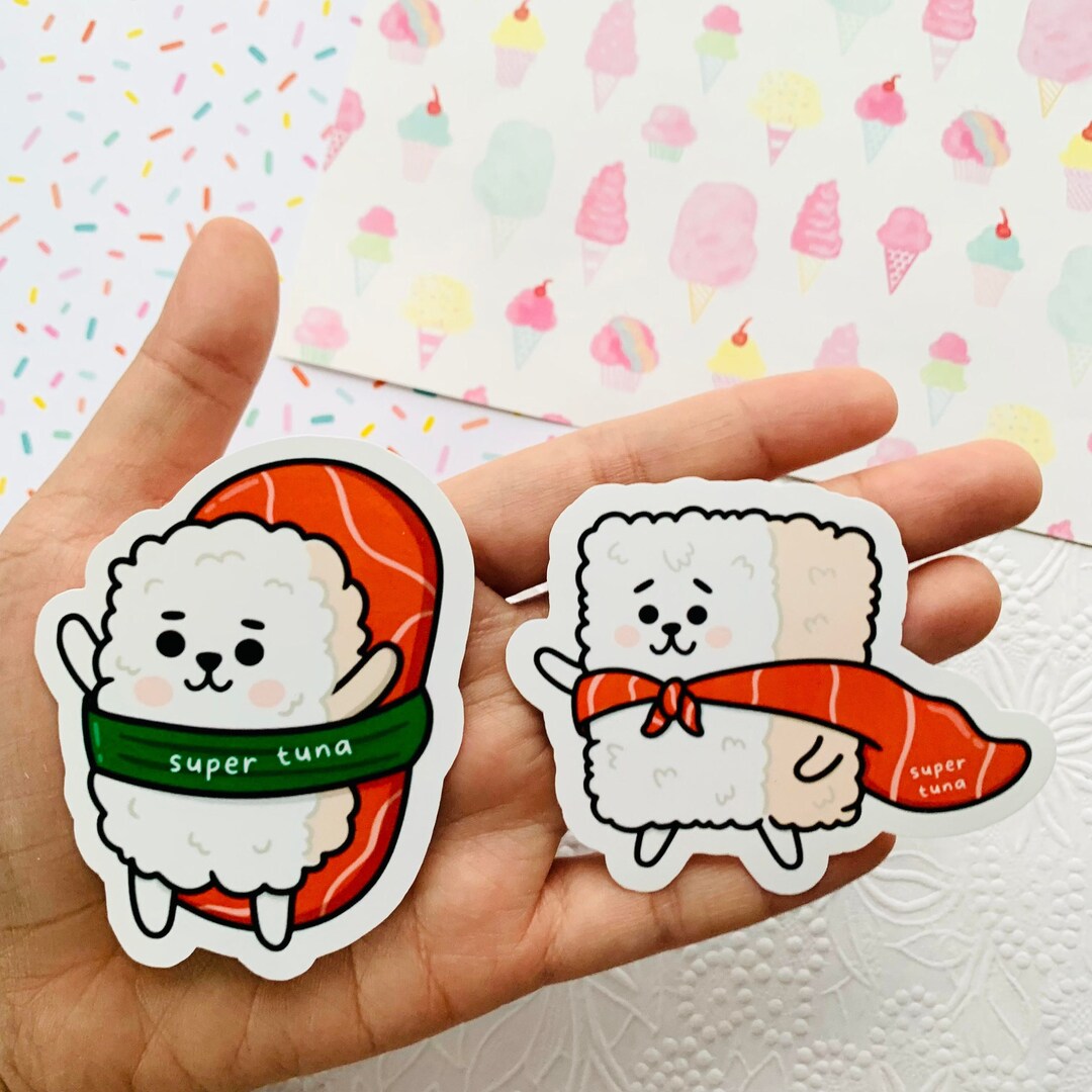 Super Tuna RJ Sushi Nigiri Set of 2 BTS Sticker Vinyl Waterpoof Jin ...