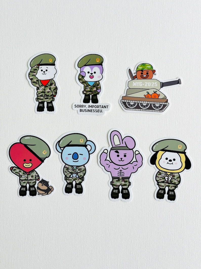 Tata and Yeontan Military Vinyl Waterpoof Sticker | Taehyung V ...