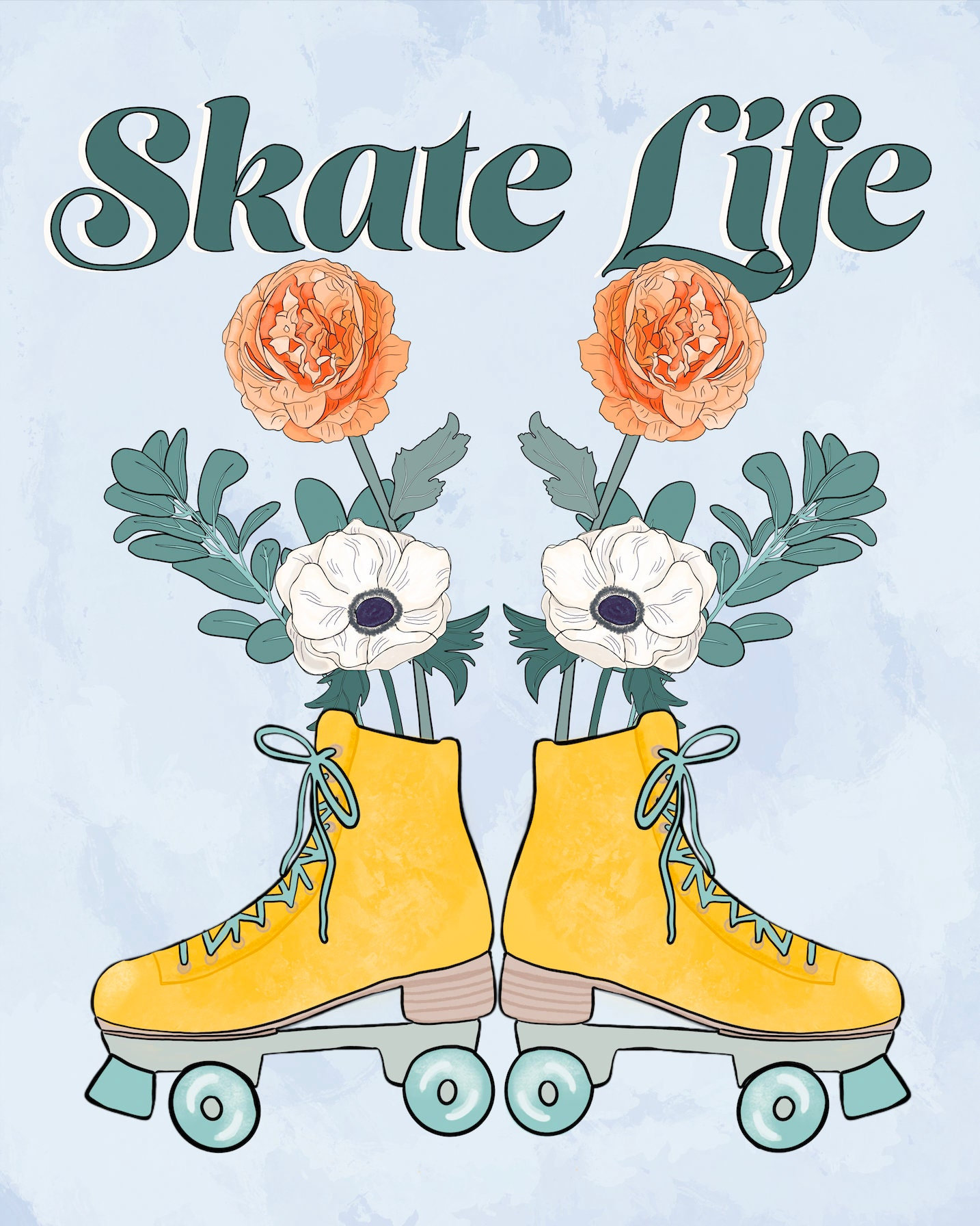 Flower Skates Art Print, Skater Bouquet Art Print - Etsy