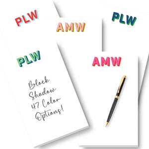 PERSONALIZED NOTEPAD: Block Shadow Initials MONOGRAM | Modern Classic ...