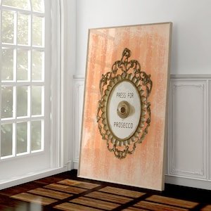 Press for Prosecco Button Art Print: Retro Glam Bar Cart Decor - Etsy