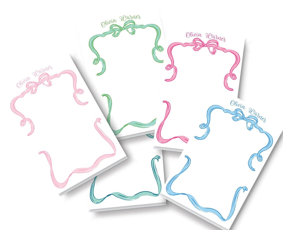PERSONALIZED NOTEPAD: Girly Bow Ribbon Border Bridal Baby to Do List ...