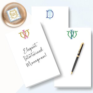 PERSONALIZED Intertwined MONOGRAM NOTEPAD Modern Elegant to Do List ...