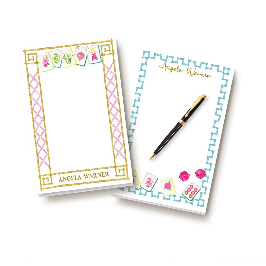 PERSONALIZED MAHJONG NOTEPAD: Chinoiserie Tiles | Girly Crack Bam Dot ...