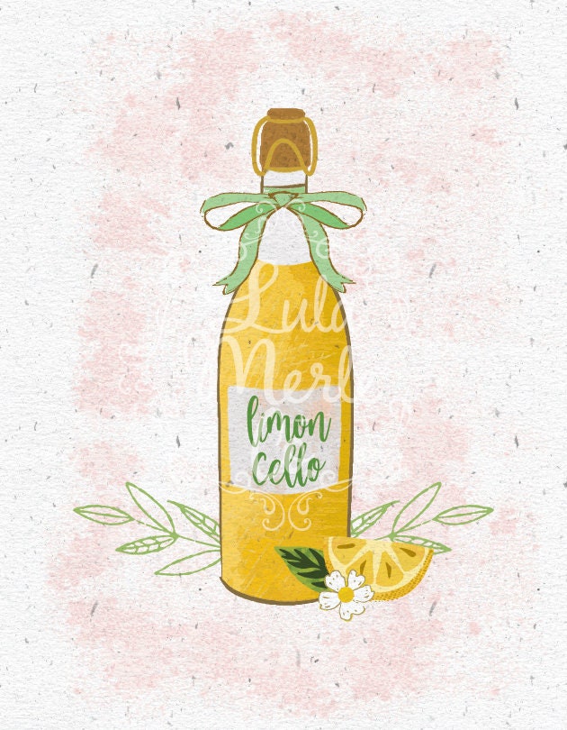 Limoncello Art Printable Lemon Fruit Theme Print Bar Cart - Etsy