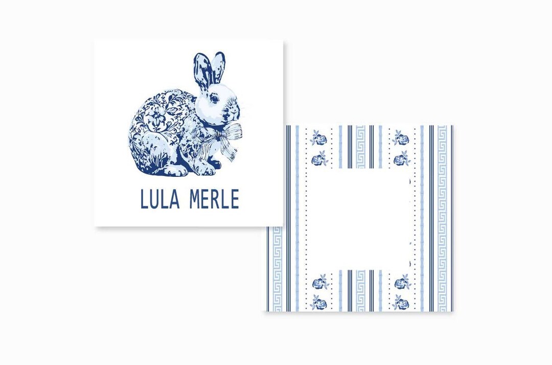 Chinoiserie Bunny Rabbit ENCLOSURE CALLING CARDS, Personalized ...