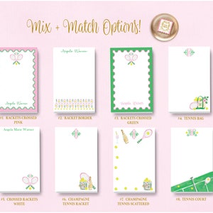 Watercolor Tennis Court PERSONALIZED NOTEPAD Preppy Palm Beach Country ...