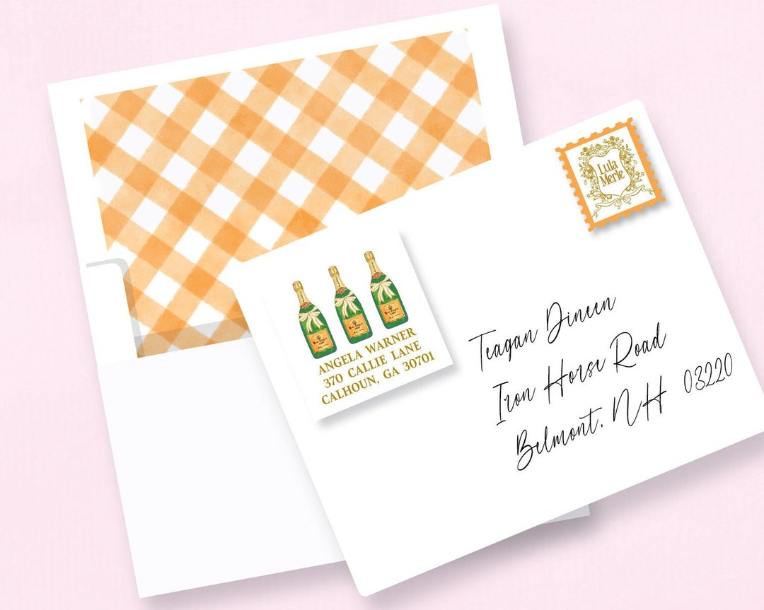 Watercolor Veuve Champagne Bottles RETURN ADDRESS LABEL 40 Mail ...