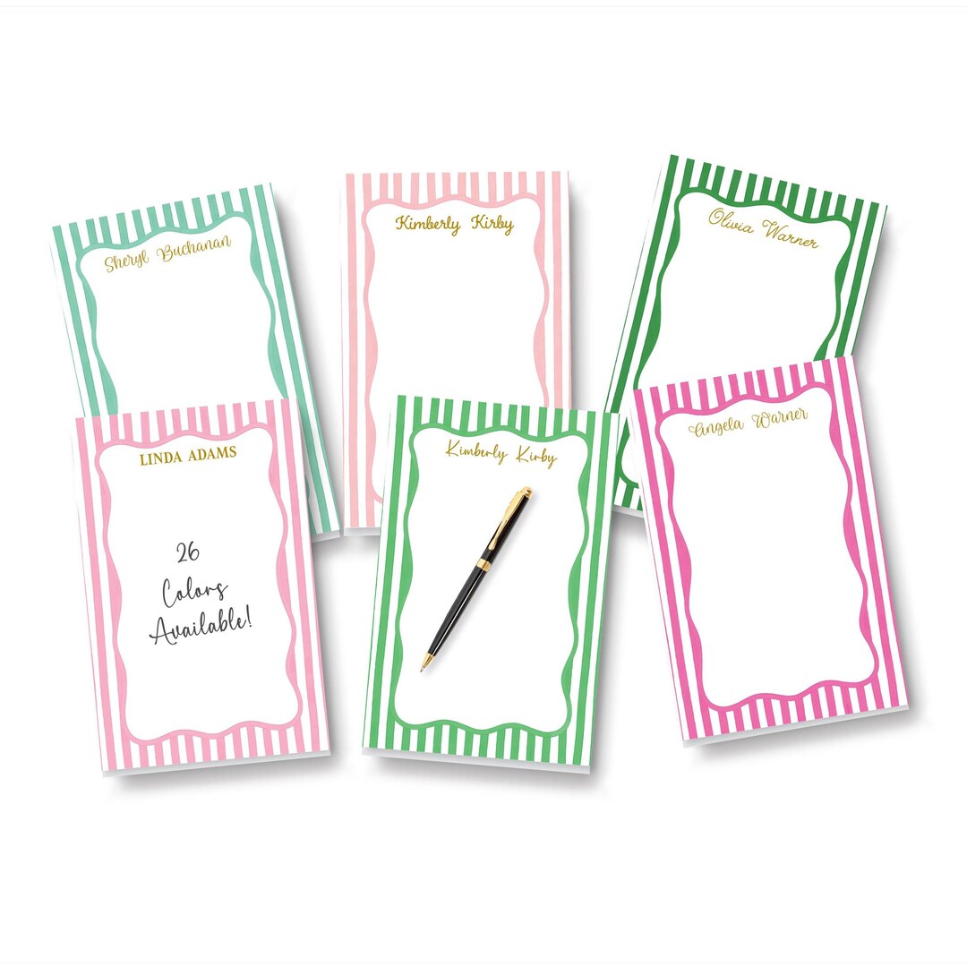 PERSONALIZED NAME NOTEPAD: Modern Stripes Frame | Wavy Border to Do ...