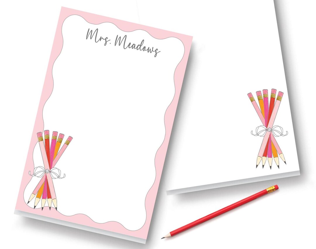 PERSONALIZED Teacher NOTEPAD: School Pencil Bouquet Girly to Do List ...
