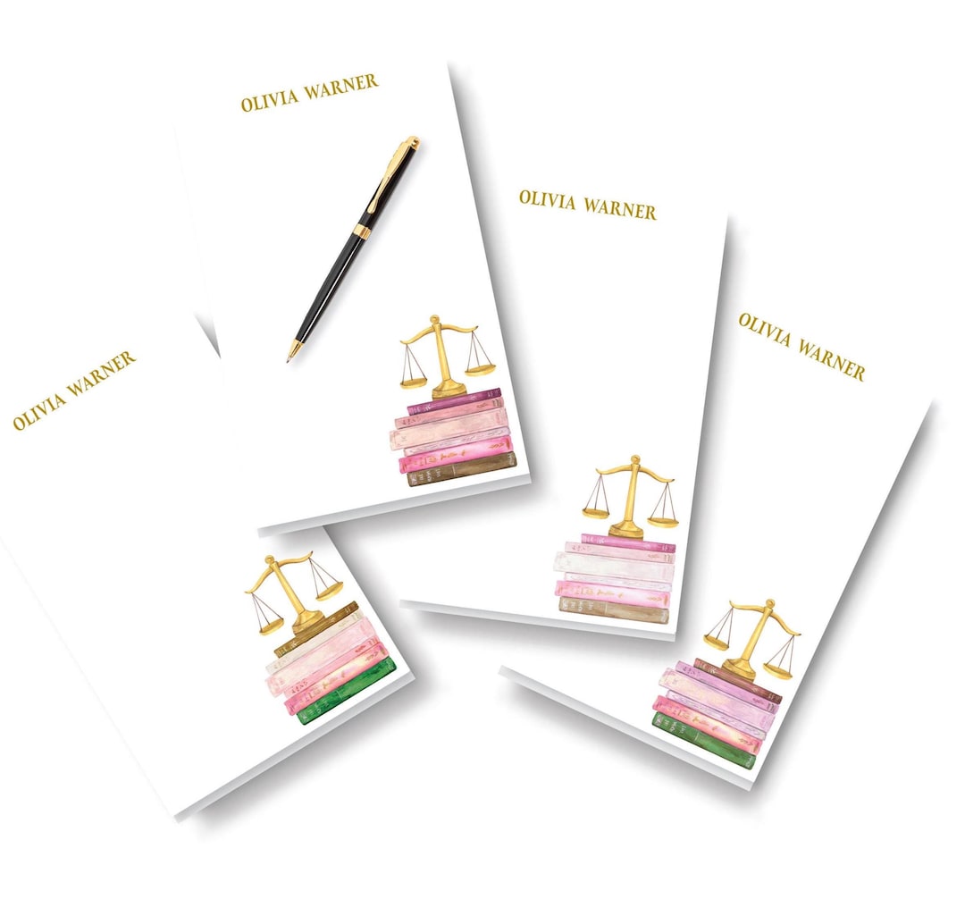 Personalized Lawyer Notepad: Book Stack Scales of Justice Stationery ...