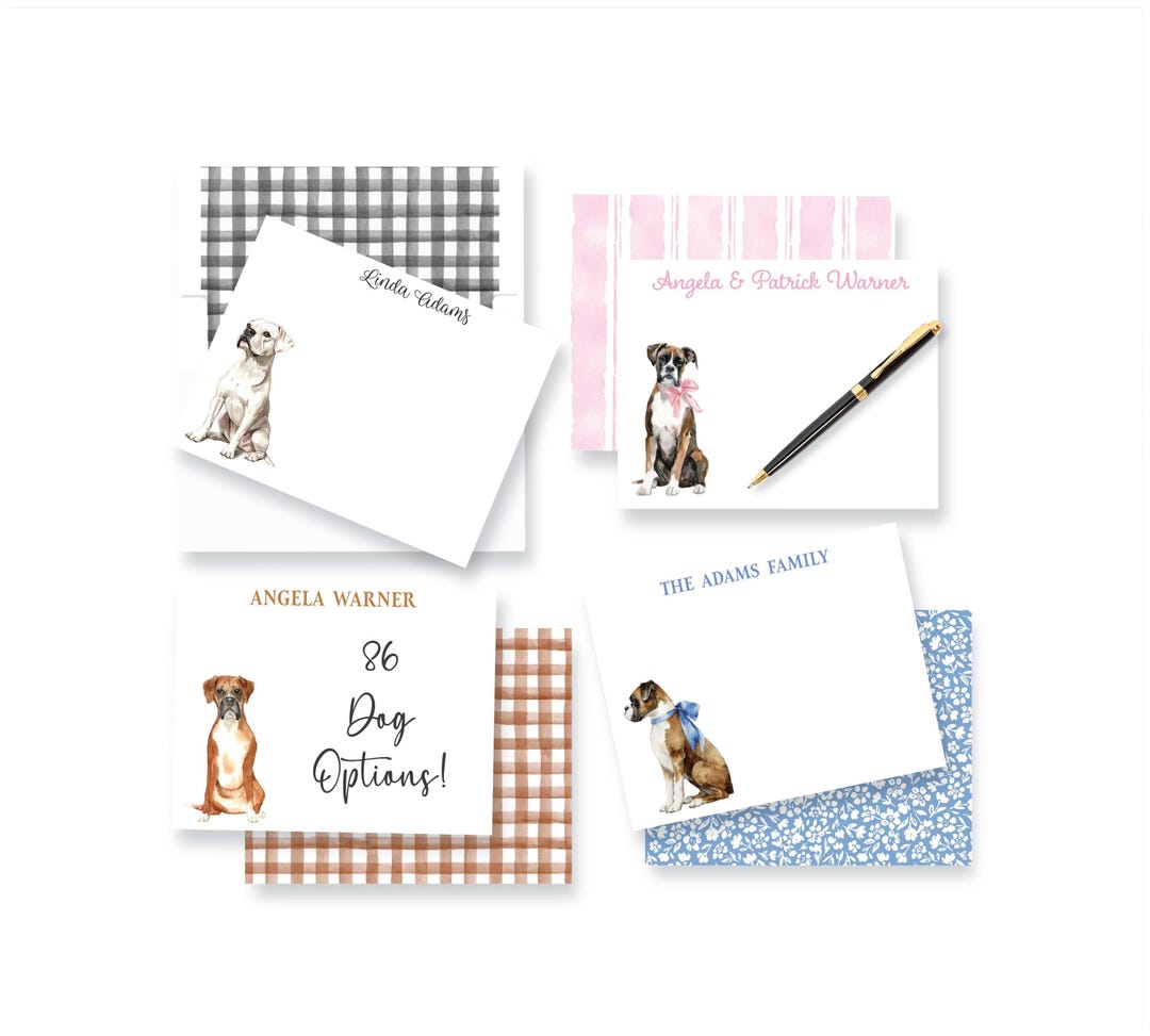 Boxer Dog Notecards: Personalized Dog Breed Stationery Gift | Thank You ...