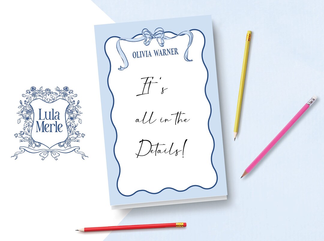 PERSONALIZED Scallop Border Bow NOTEPAD: Preppy Modern Girly to Do List Maker Office Student ...
