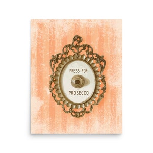 Press for Prosecco Button Art Print: Retro Glam Bar Cart Decor - Etsy