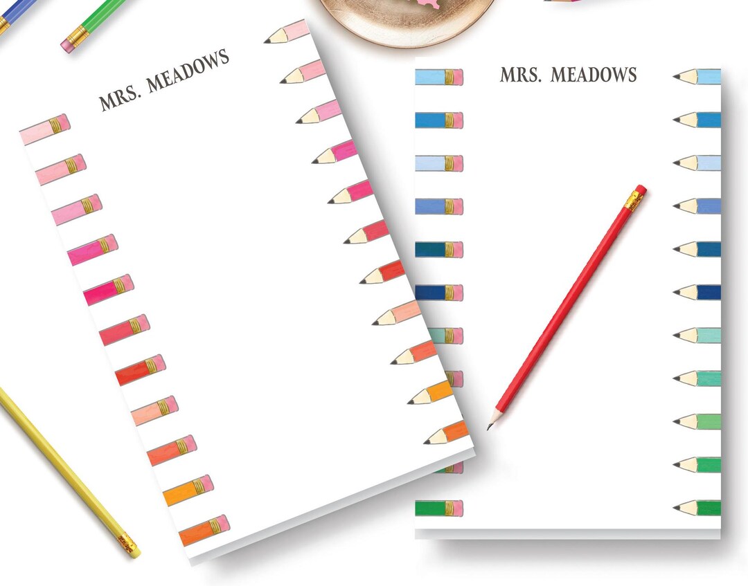 PERSONALIZED NOTEPAD: Multi Color Pencil | School Teacher to Do List ...