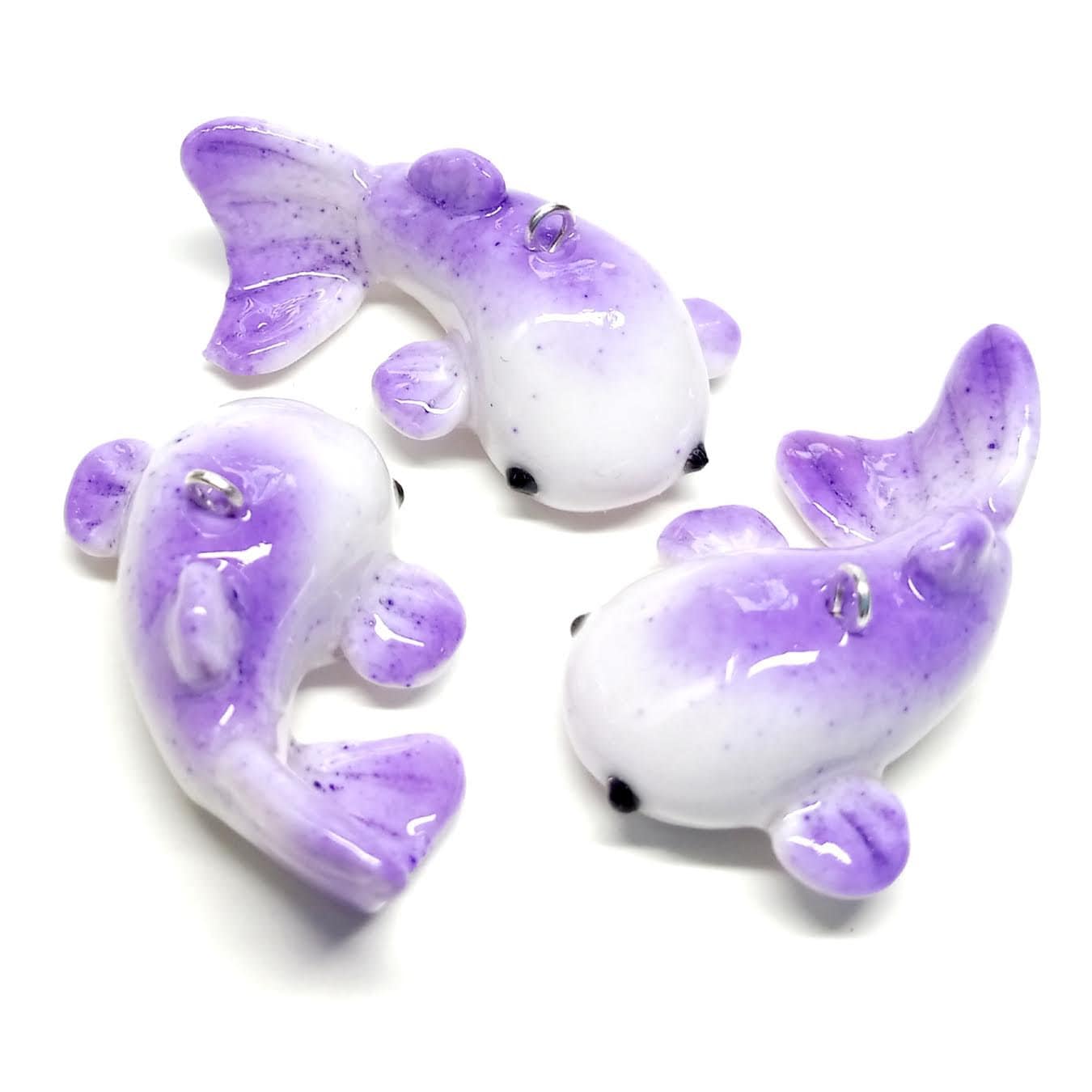 Purple Fish Charm Koi Goldfish Pendant Kawaii Cute Polymer Clay ...