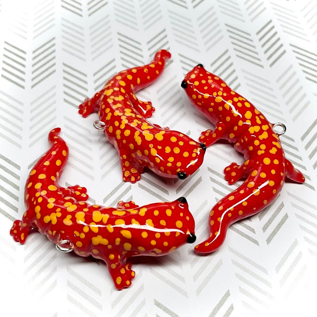 Red Salamander (one Charm) With Orange Spot Pendant for Necklace ...