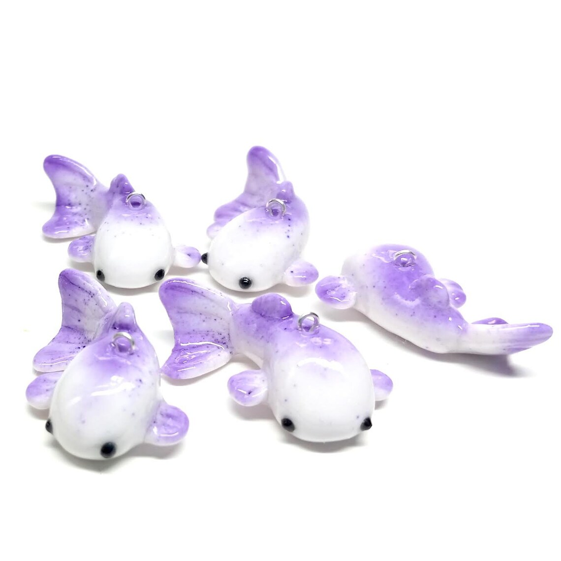 Purple Fish Charm Koi Goldfish Pendant Kawaii Cute Polymer Clay ...
