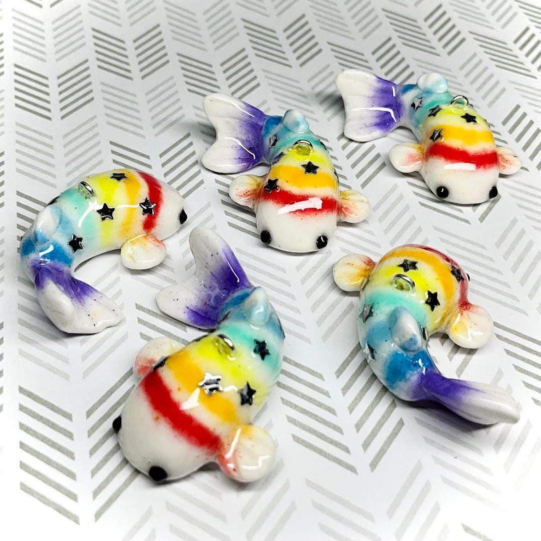 Rainbow Fish (one Charm) With Stars Pendant for Jewelry, Necklace ...