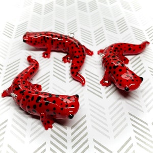 Red Salamander Charm Pendant for Necklace, Beading, Jewelry; Animal ...