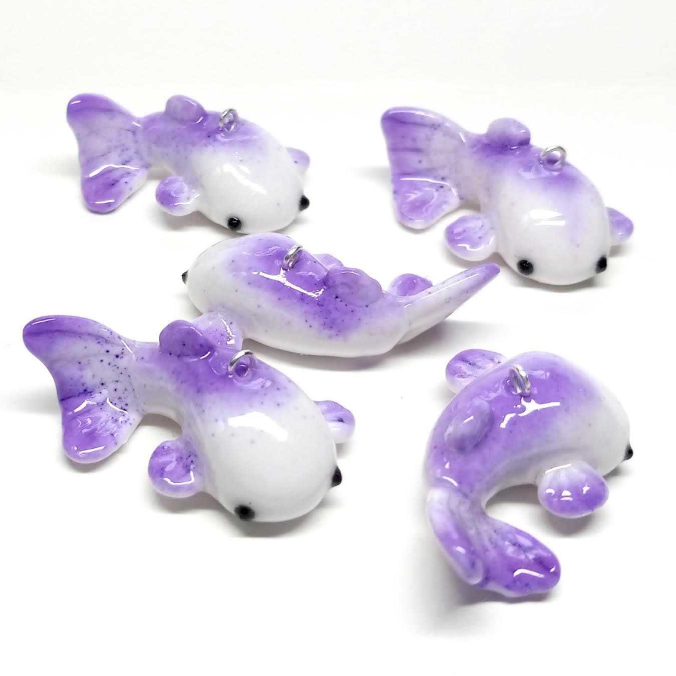 Purple Fish Charm Koi Goldfish Pendant Kawaii Cute Polymer Clay ...