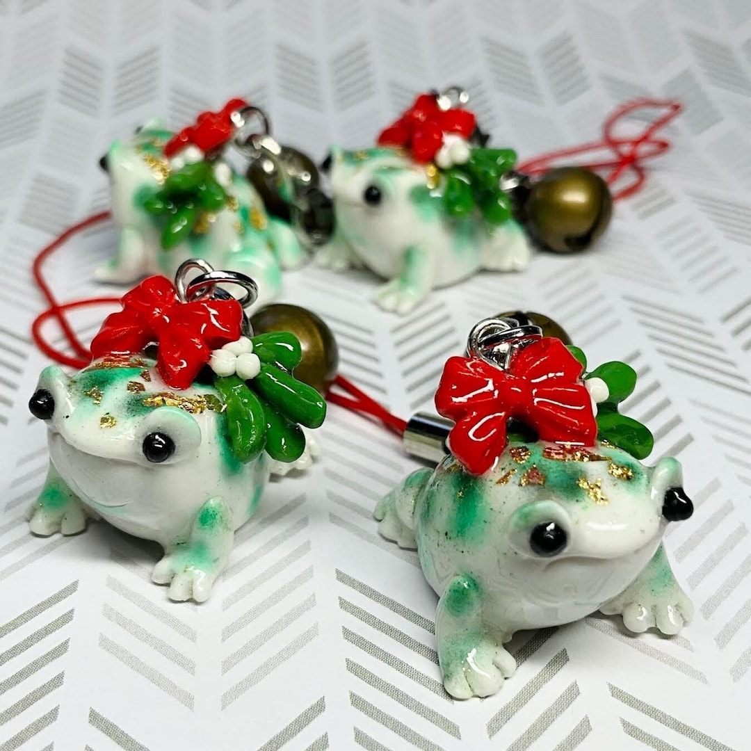 Toad Mistletoad Mistletoe Frog Bell Charm Pendant Christmas Holiday ...