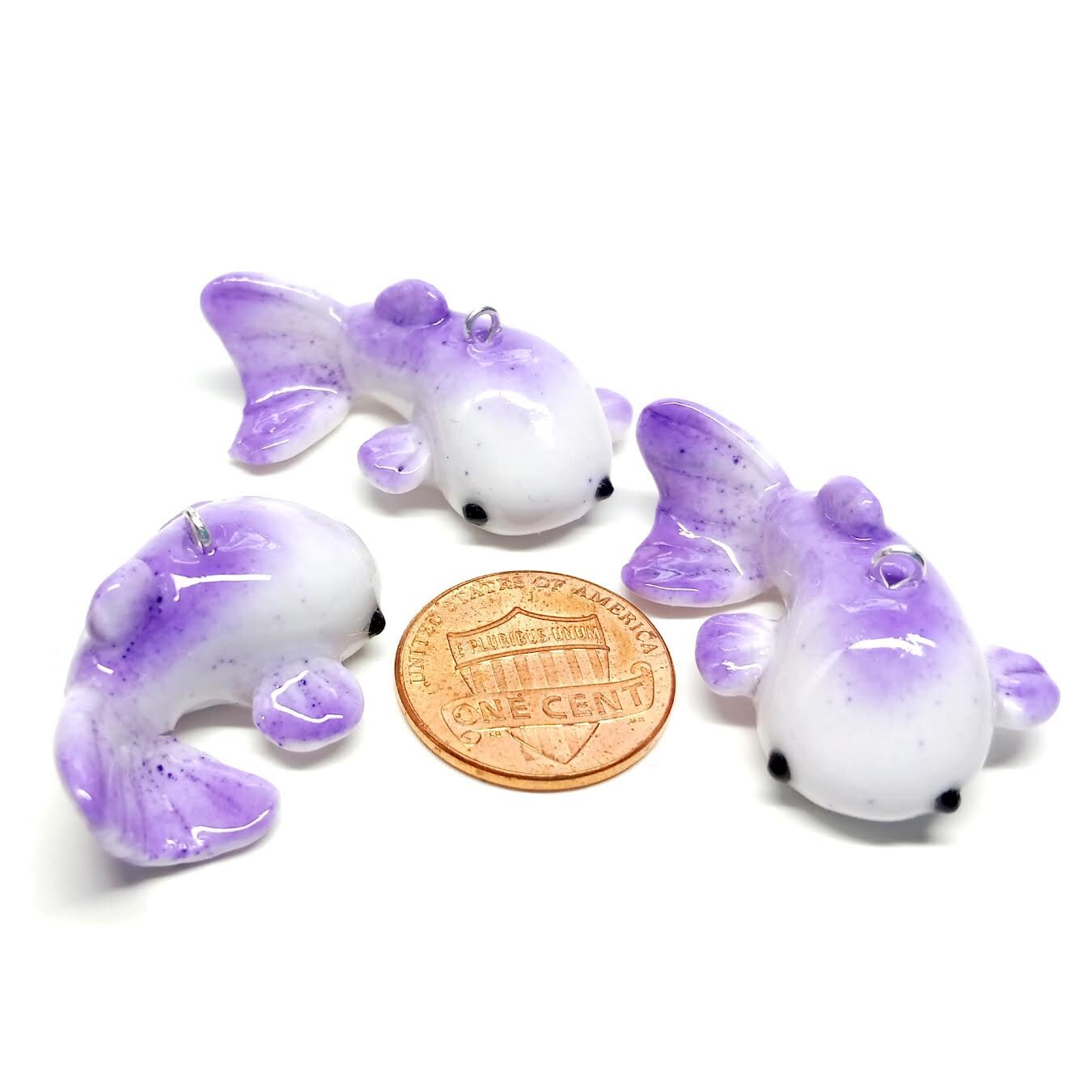 Purple Fish Charm Koi Goldfish Pendant Kawaii Cute Polymer Clay ...