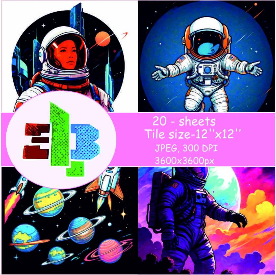 20 Astronaut Digital Collection | Digital Paper | Digital Prints ...