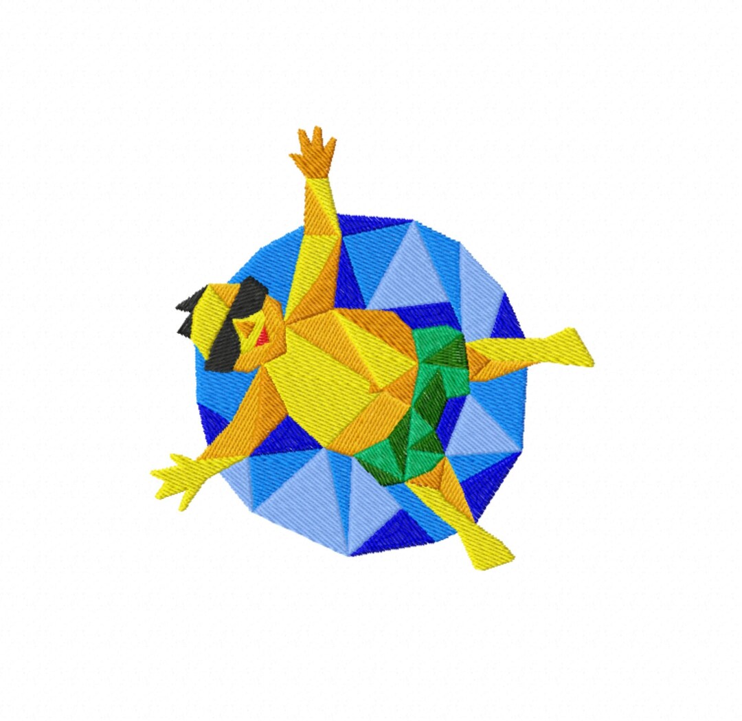 Summer Swimmer Embroidery Design: Geometric Pool Art (digital Download ...