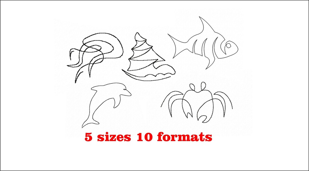 One Line Sea Life 1 Embroidery Design for Embroidery Machine - Etsy