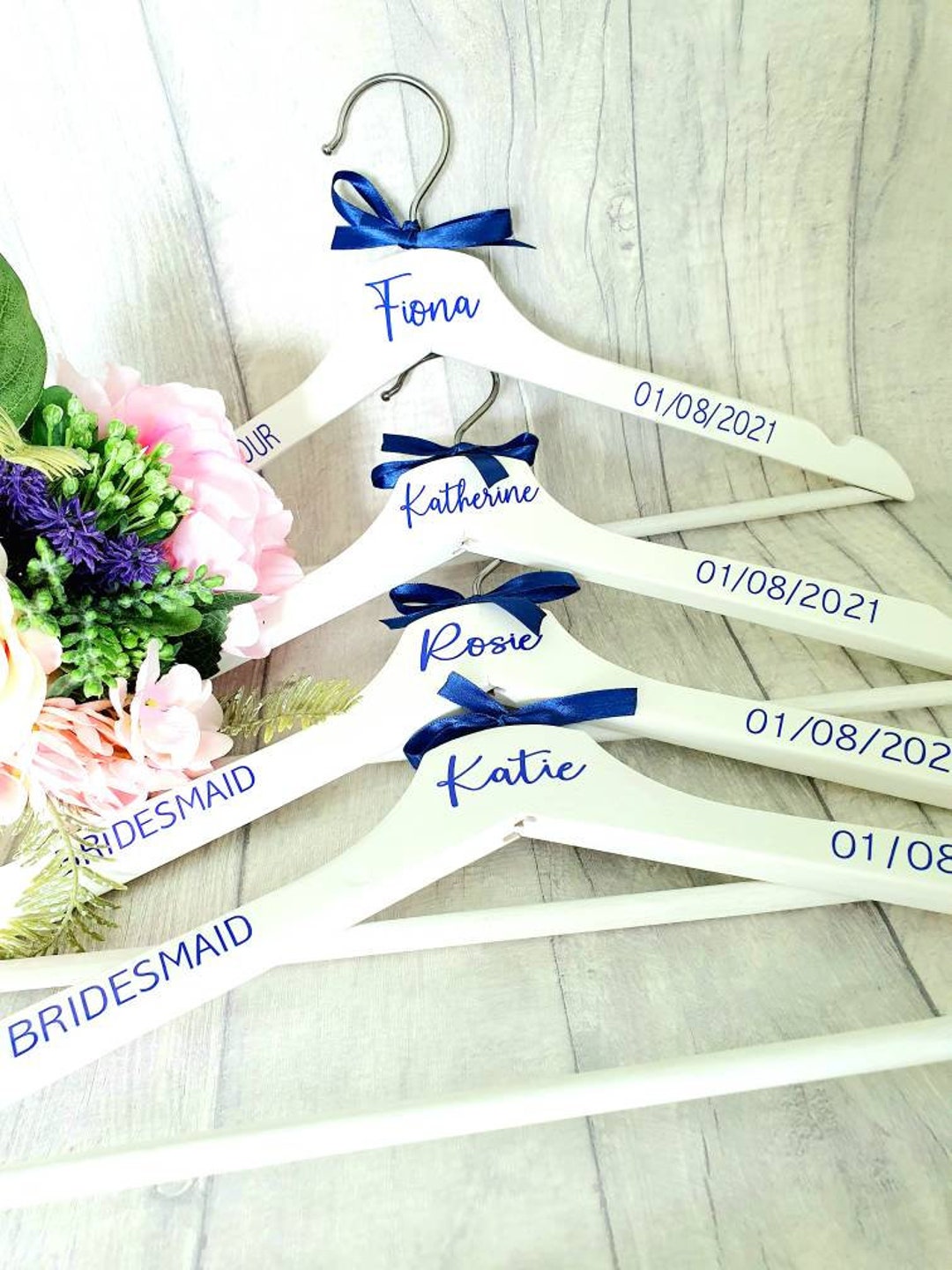 Personalised Bridal Party Hanger, Wooden Clothes Hangers, Black, White ...