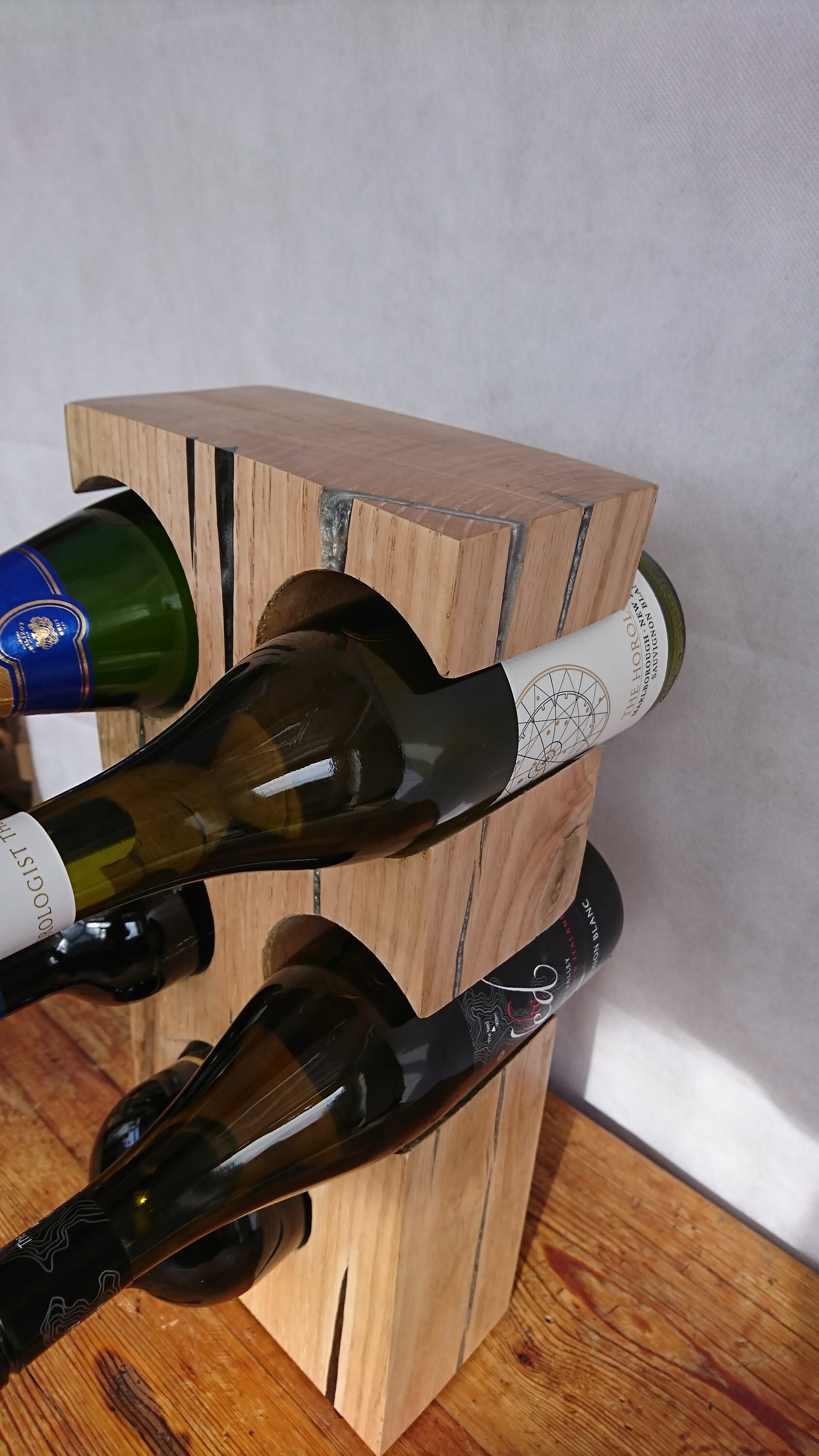 5 Bottle Solid Oak Wine Rack Handmade With Unique Resin and - Etsy New Zealand