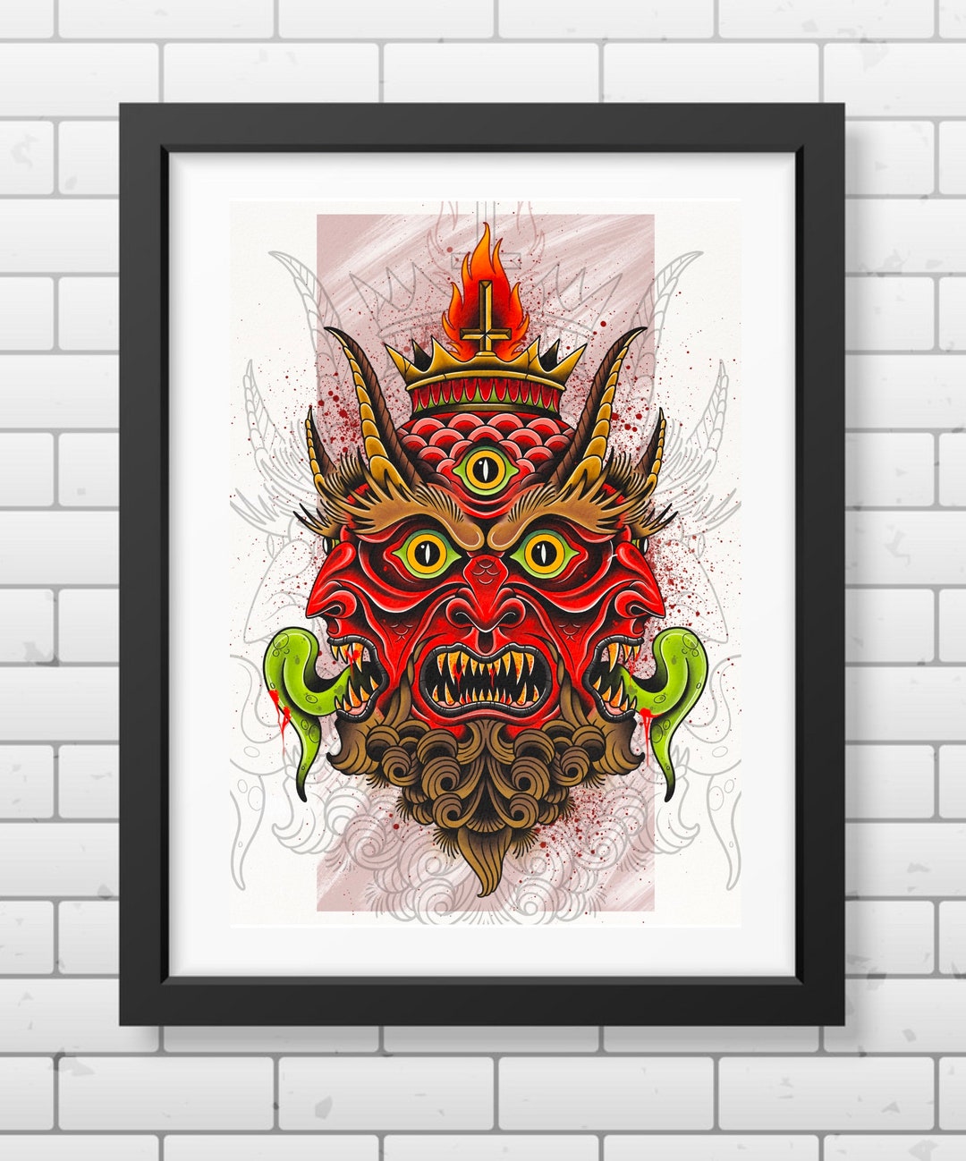 A4 Devil Art Print, Demon, Devil, Tattoo - Etsy