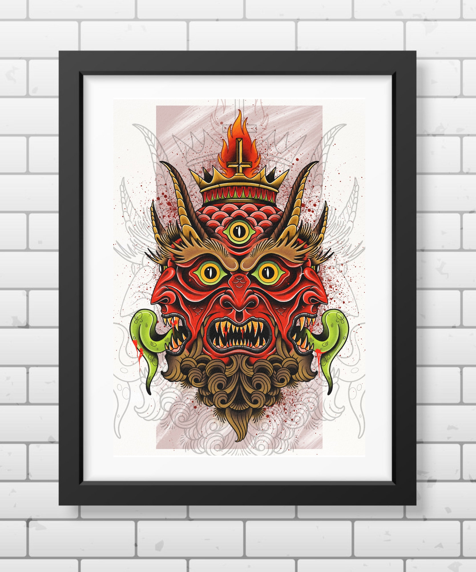 A4 Devil Art Print, Demon, Devil, Tattoo - Etsy