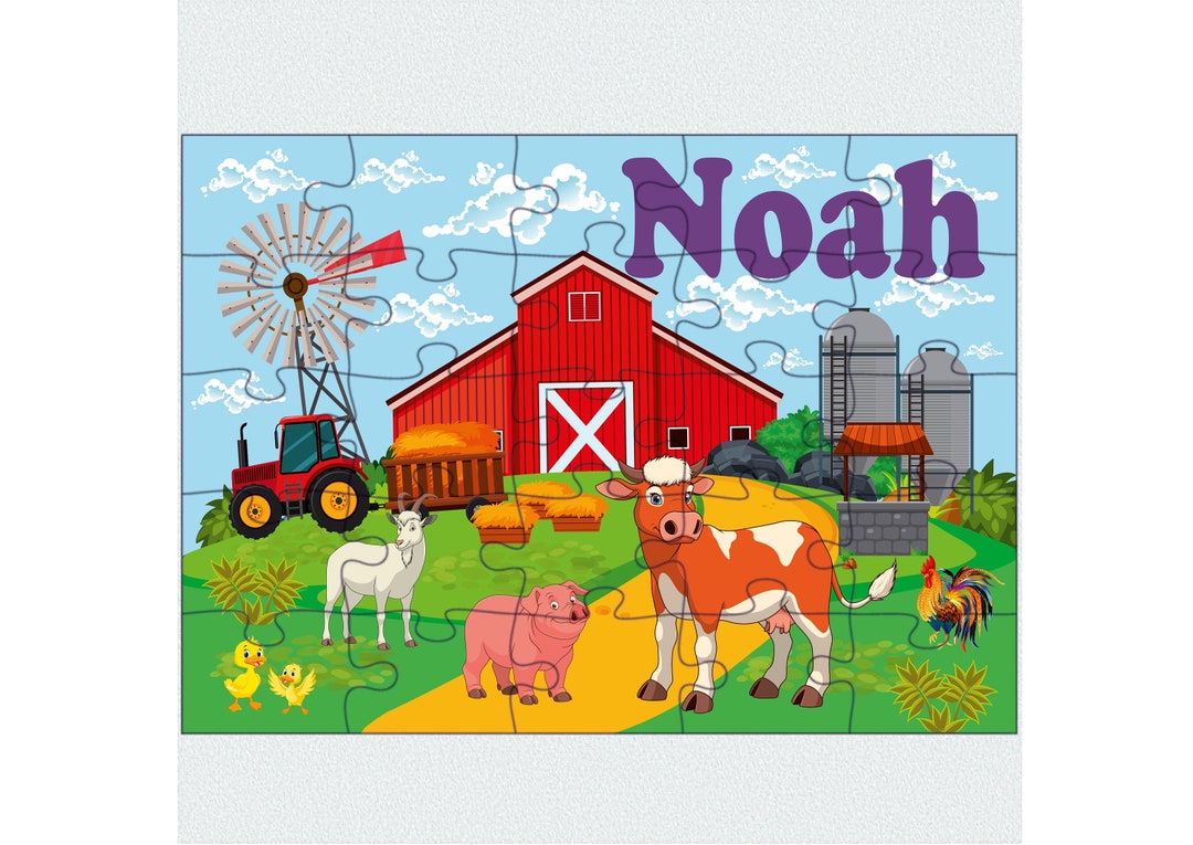 Personalized Farm Animal Jigsaw Puzzle for Kids, Custom Childrens ...