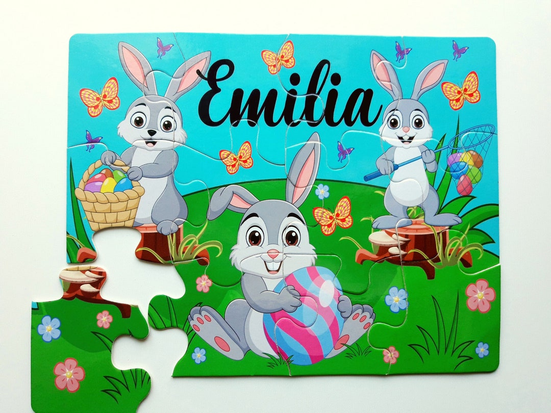 Personalized Easter Bunny Puzzle for Kids, Custom Easter Jigsaw Puzzle ...