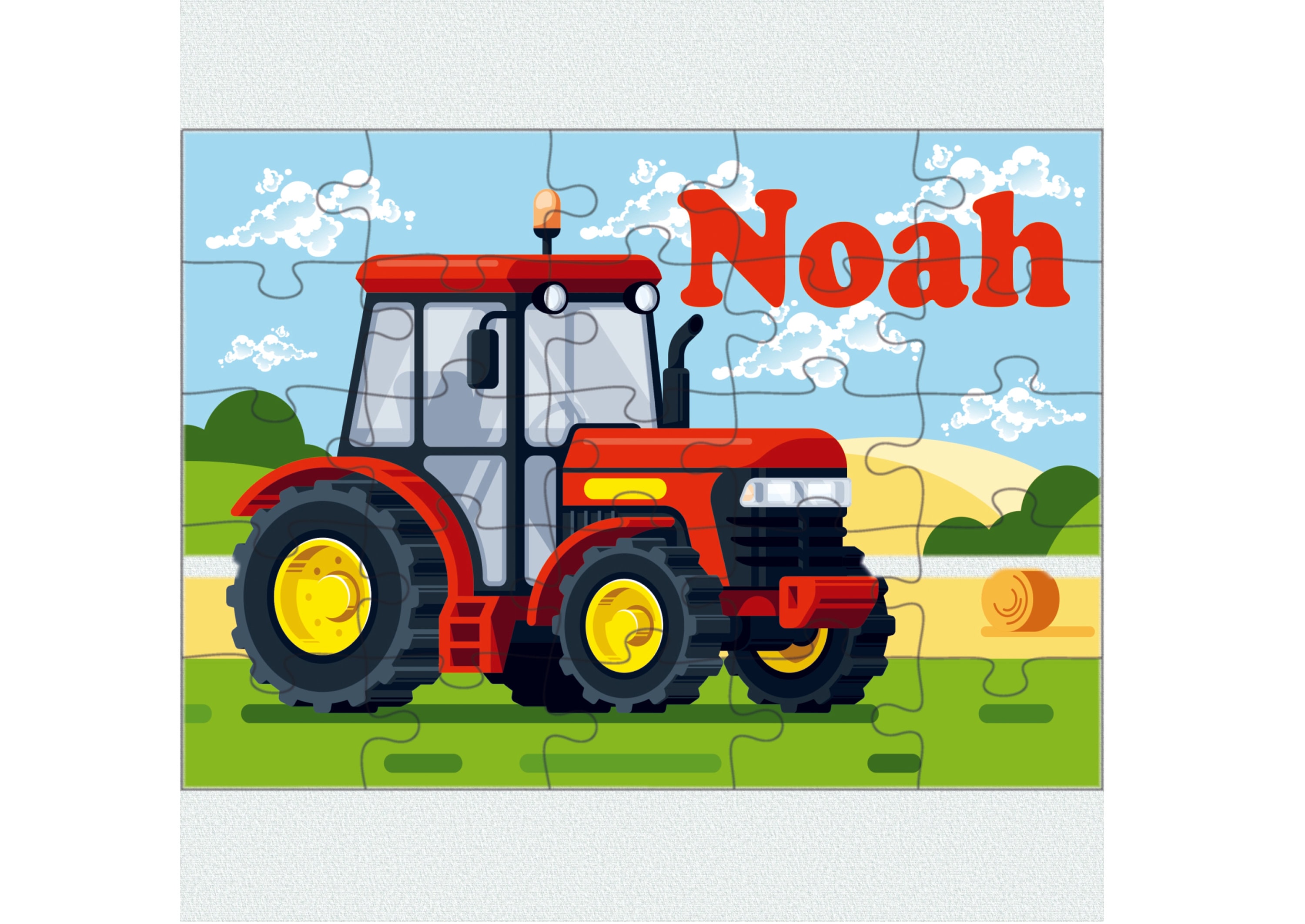 Personalized Puzzle for Kids, Tractor Puzzle for Boys, Transport Puzzle ...