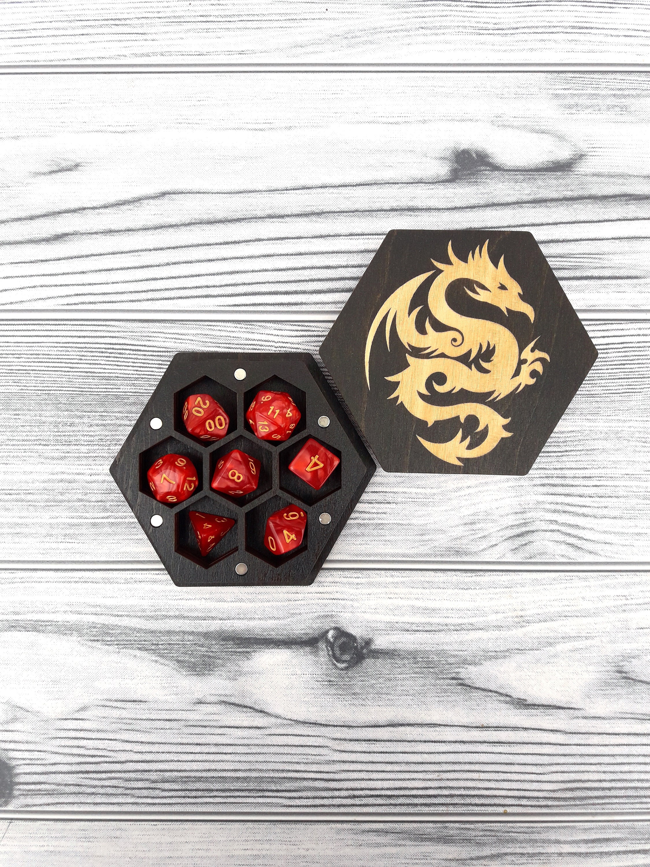 Dice Box, Wooden Dice Tray, Dnd Dice Vault, Dragon Dice Holder, Dice ...