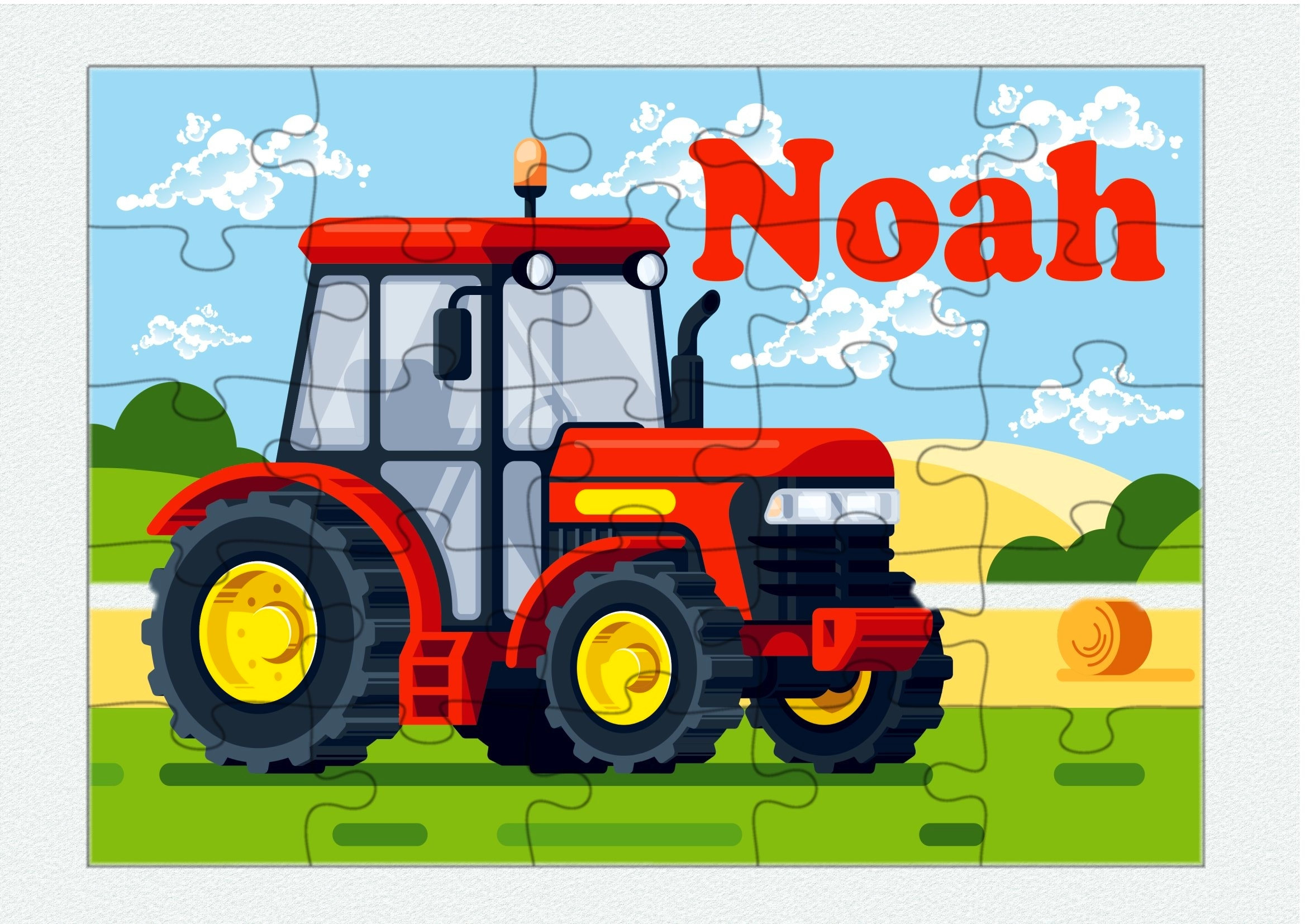 Personalized Puzzle for Kids, Tractor Puzzle for Boys, Transport Puzzle ...