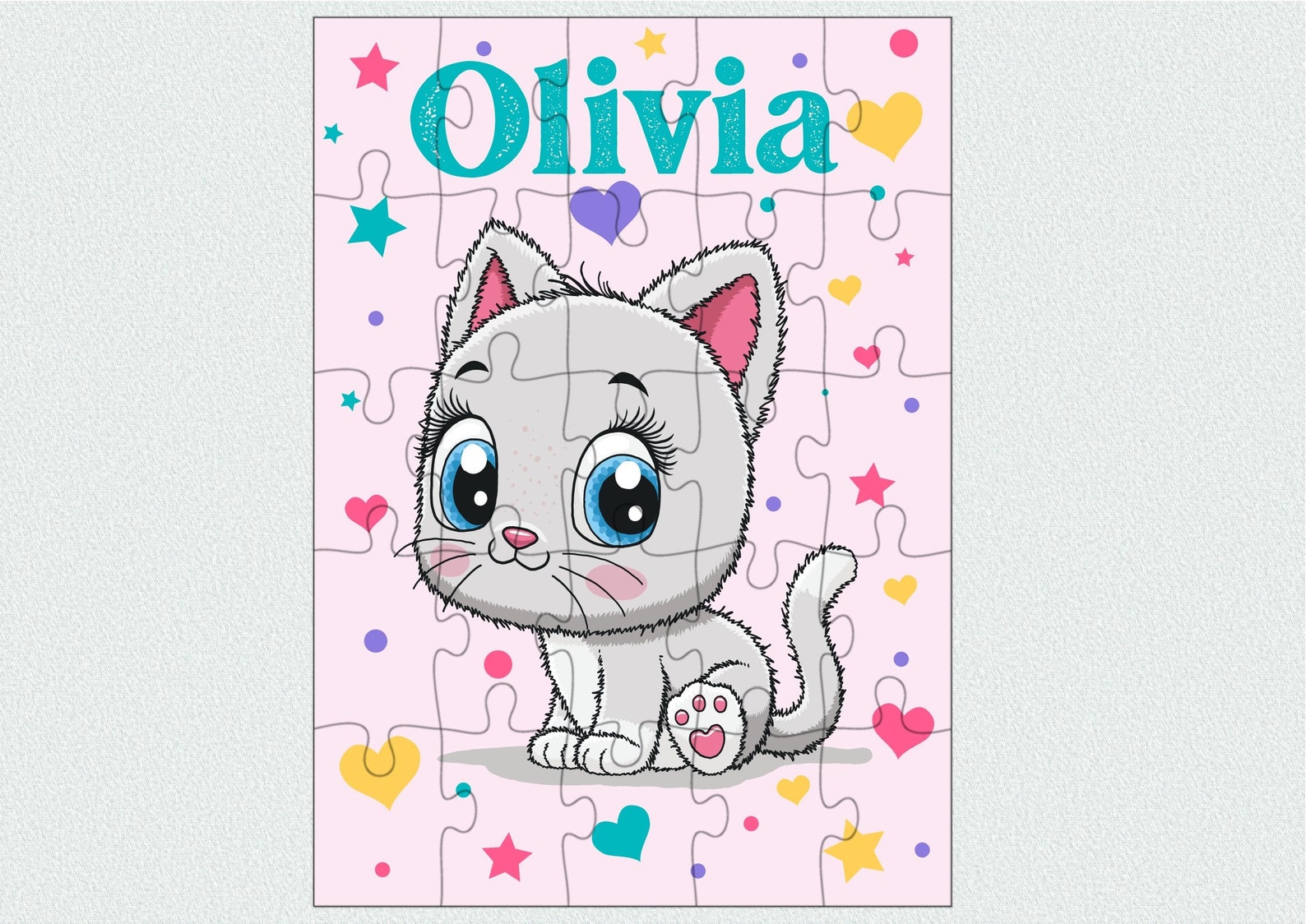 Personalized puzzle for kids Cute cat puzzle Animal puzzle for | Etsy