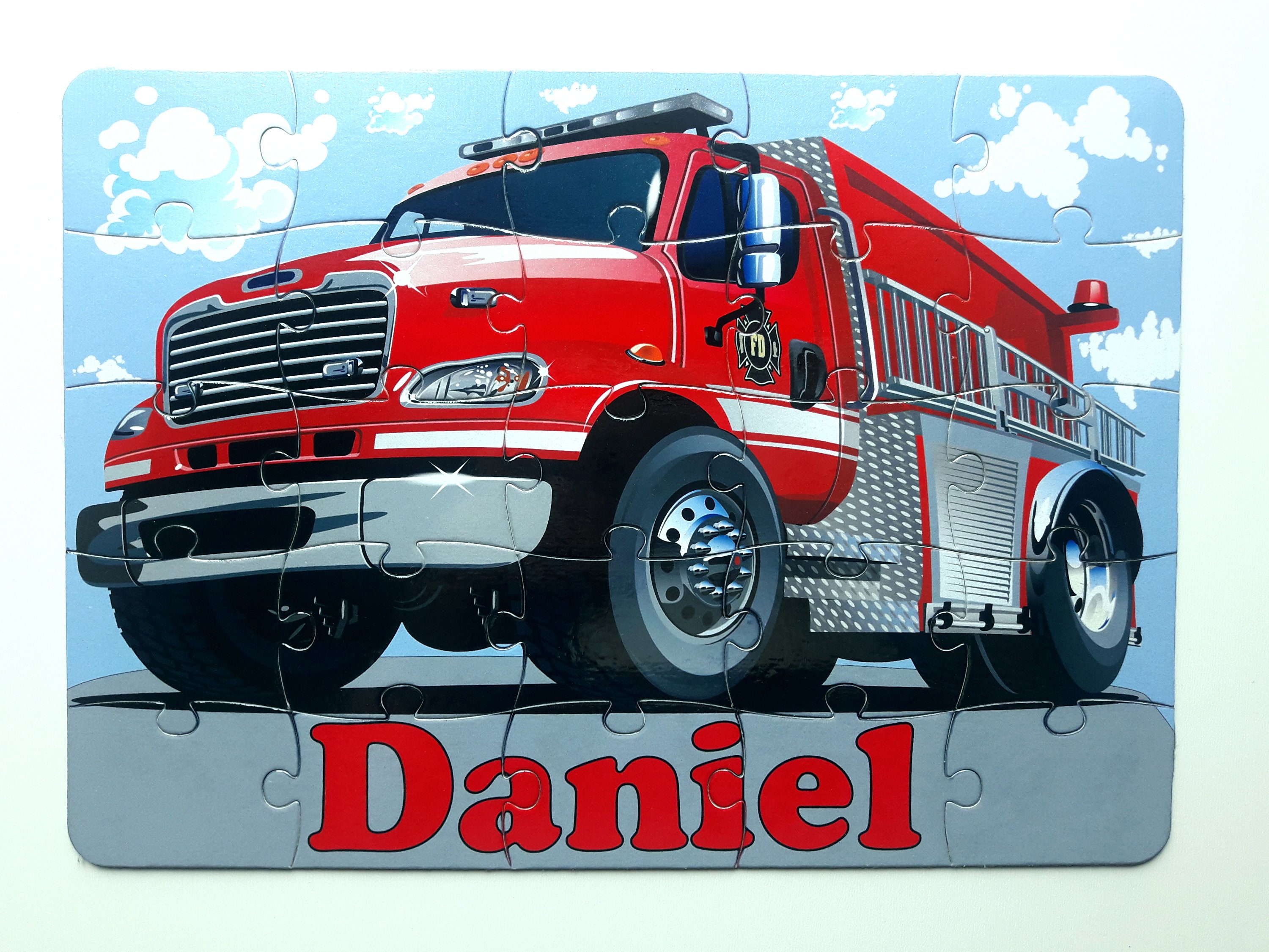 Personalized puzzle for kids Fire truck puzzle for boy Custom | Etsy