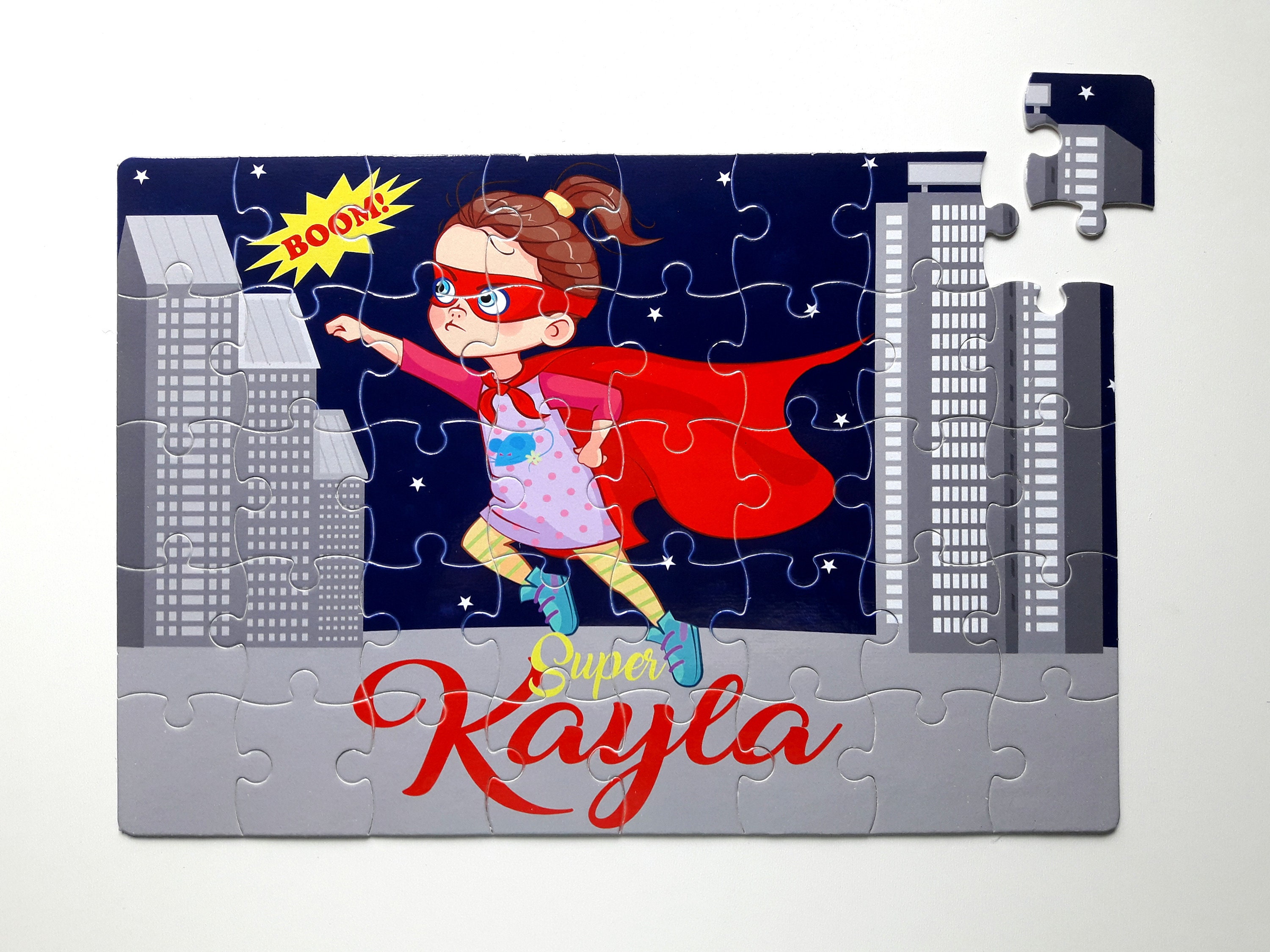 Superhero Girl Puzzle for Kids, Personalized Children Puzzle With Name ...