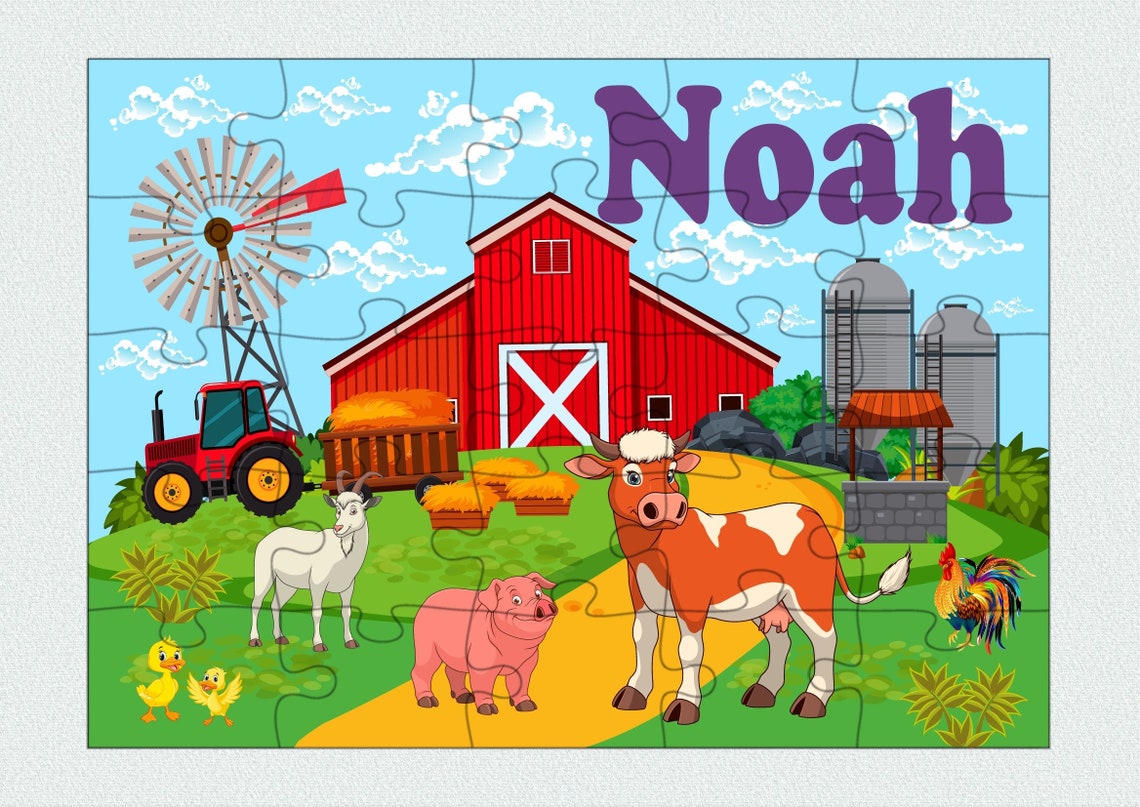Personalized Farm Animal Jigsaw Puzzle for Kids Custom - Etsy