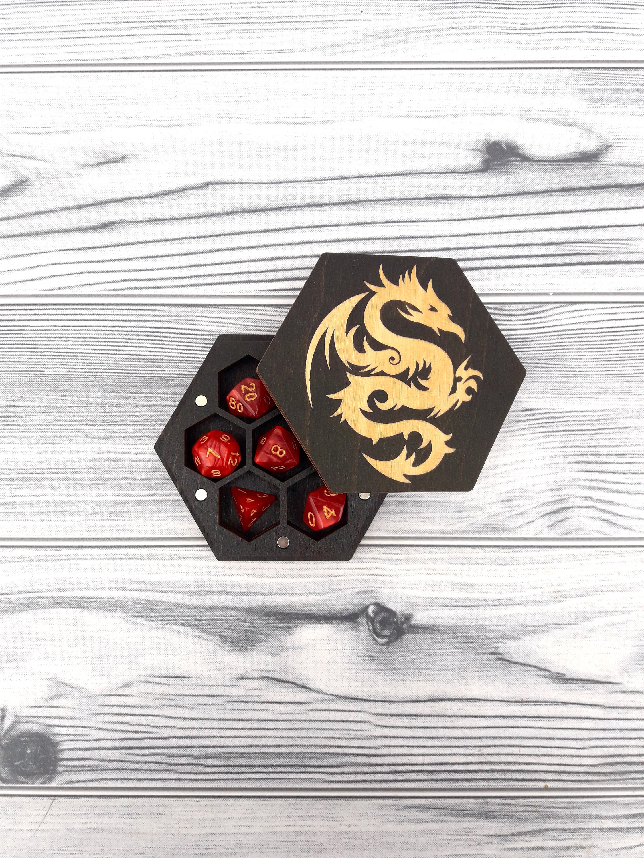 Dice Box, Wooden Dice Tray, Dnd Dice Vault, Dragon Dice Holder, Dice ...