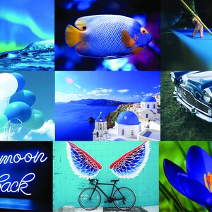 80 Pcs Blue Collage Kit, Blue Aesthetic Photo Collage Kit, Blue Dorm ...