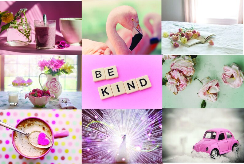 67pc Pink Collage Kit Pink Aesthetic Photo Collage Kit Pink - Etsy
