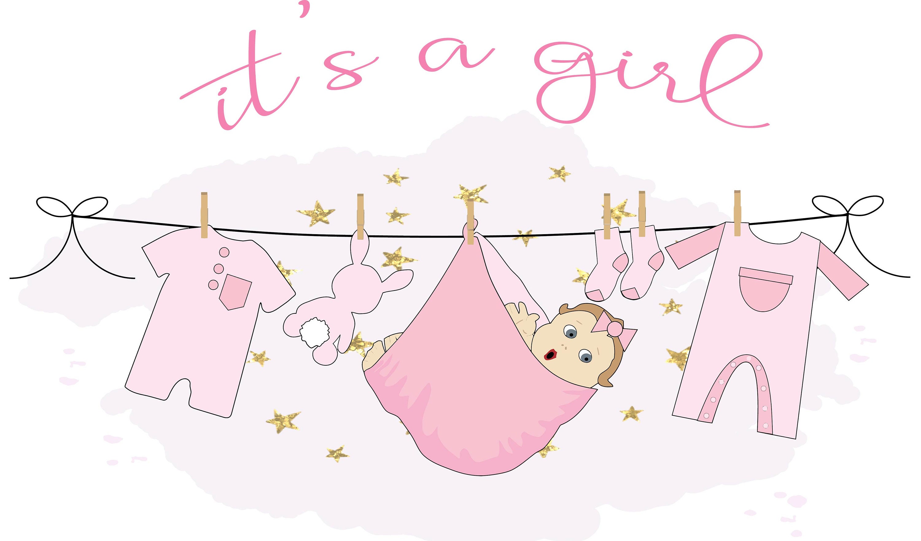 It's a Girl Download, It's a Girl Png, It's a Girl Clipart, Baby Girl ...
