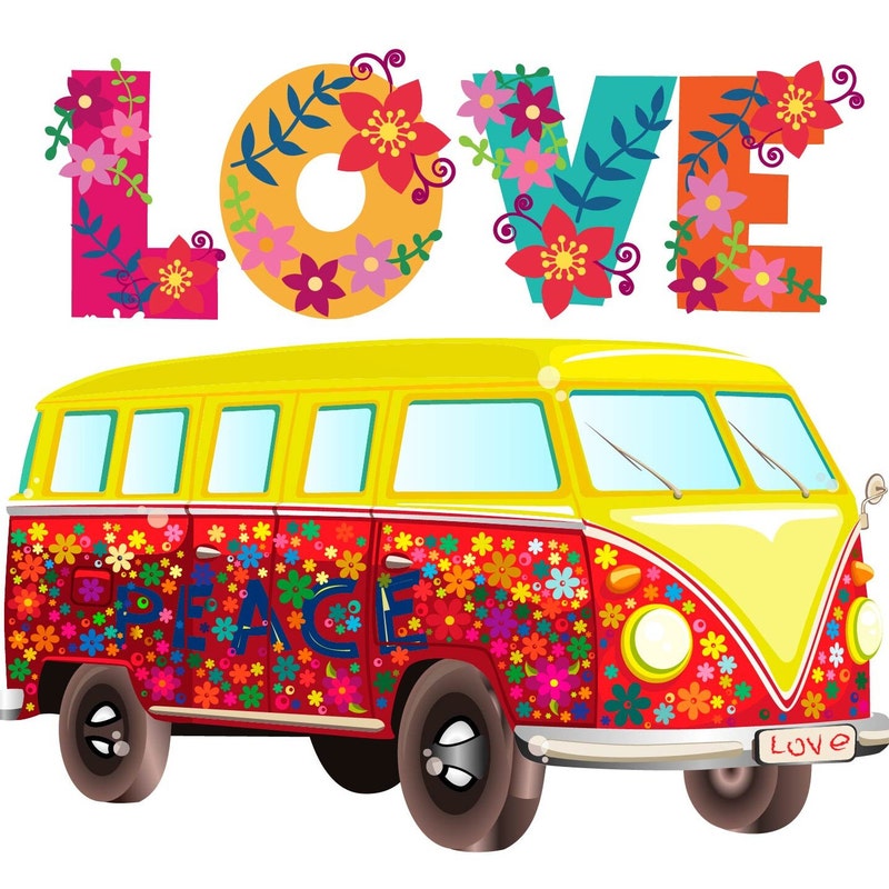 Hippie Van Clipart - Etsy