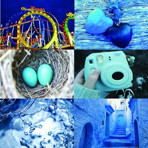 80 Pcs Blue Collage Kit, Blue Aesthetic Photo Collage Kit, Blue Dorm ...