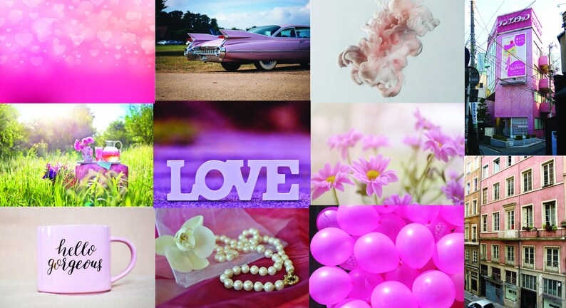 67pc Pink Collage Kit Pink Aesthetic Photo Collage Kit Pink - Etsy